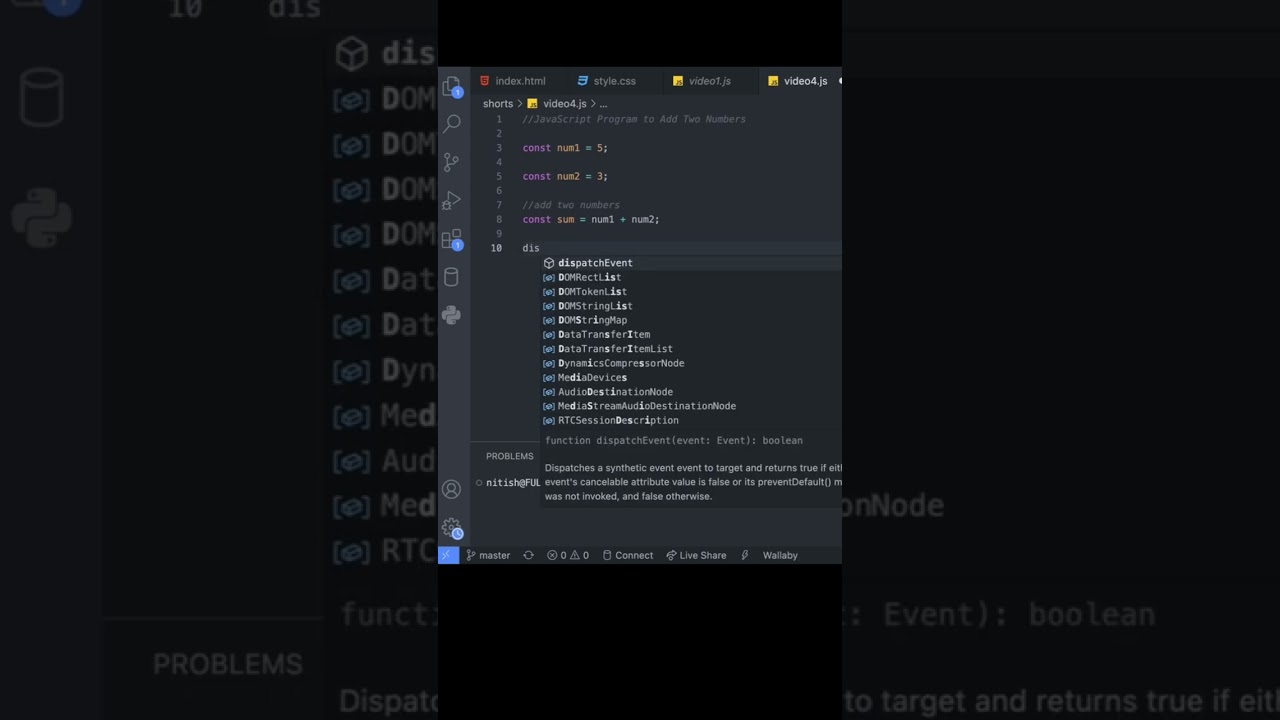 JavaScript Program to Add Two Numbers #javascript #programming #viralvideo #shorts #codesecret