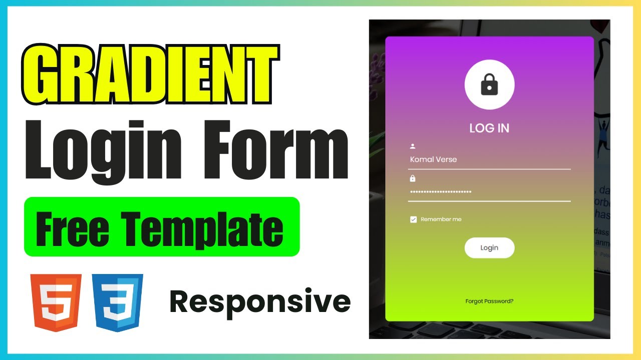 Create Gradient Login Form with Free Template & Source Code in Minutes!