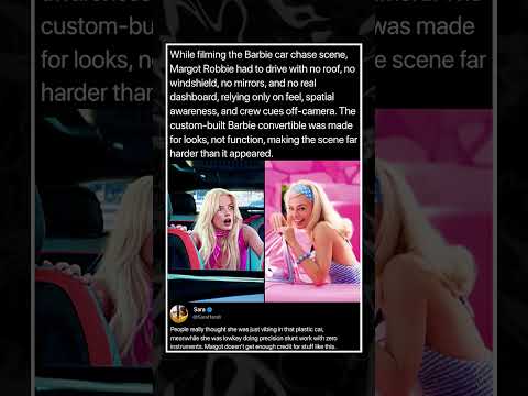 While filming the Barbie car chase scene, Margot Robbie had to drive with no roof, no windshield