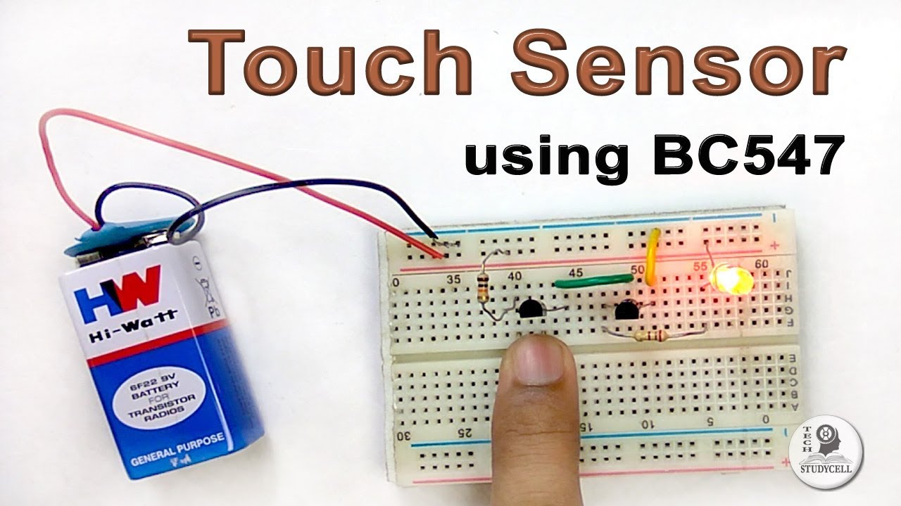 How to make a Touch Sensor using BC547 transistor on Breadboard