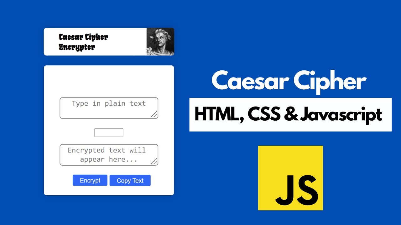 Caesar Cipher Converter using HTML, CSS & Javascript