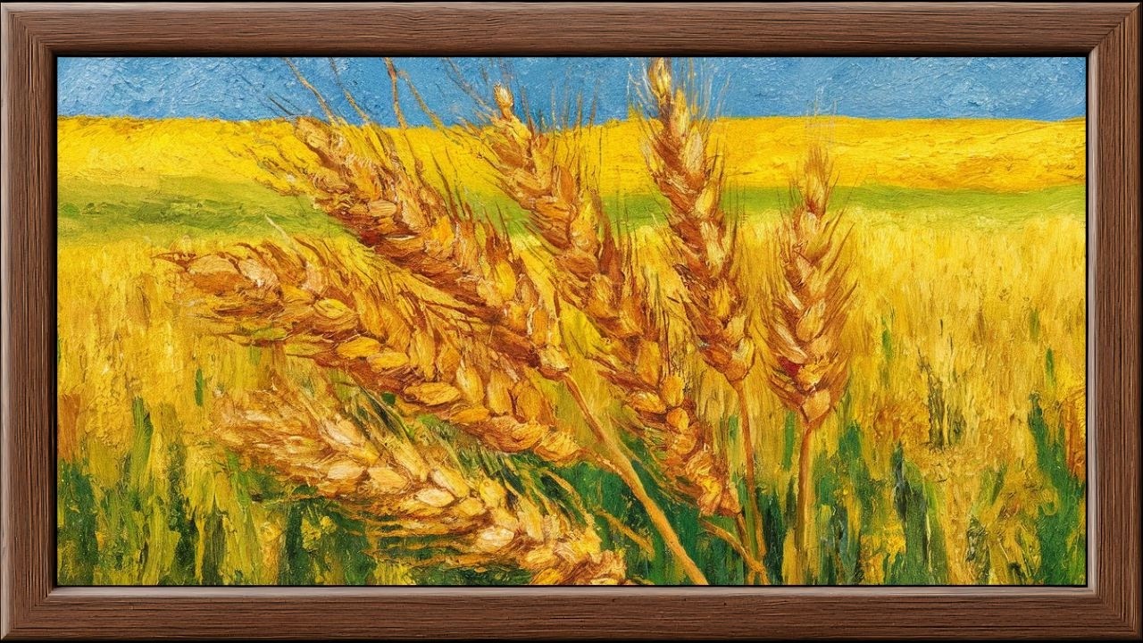Van Gogh–Style Wheat Painting | Vibrant Impressionist Oil Art | 4K Frame TV