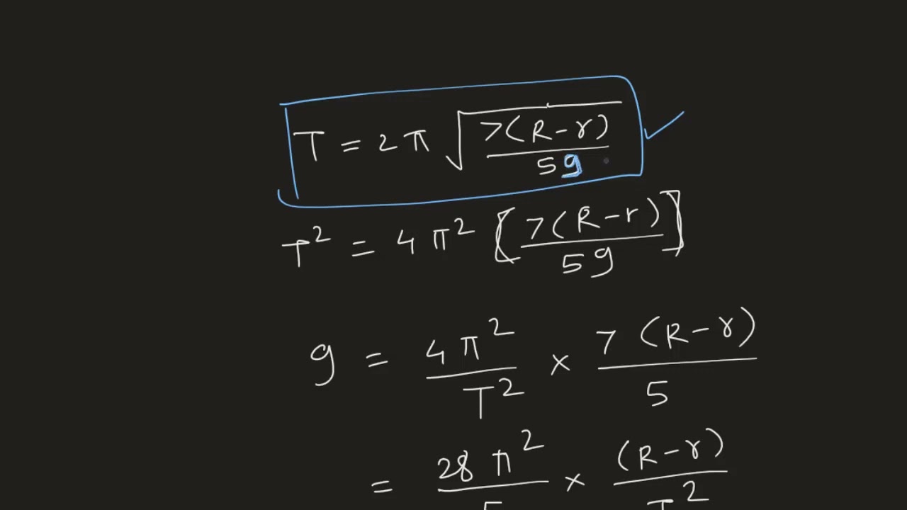 In an experiment to determine the acceleration due to gravity g, the formula used for the time perio