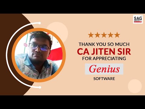 Thank You So Much CA Jiten Sir for Appreciating Genius Software | SAG Infotech