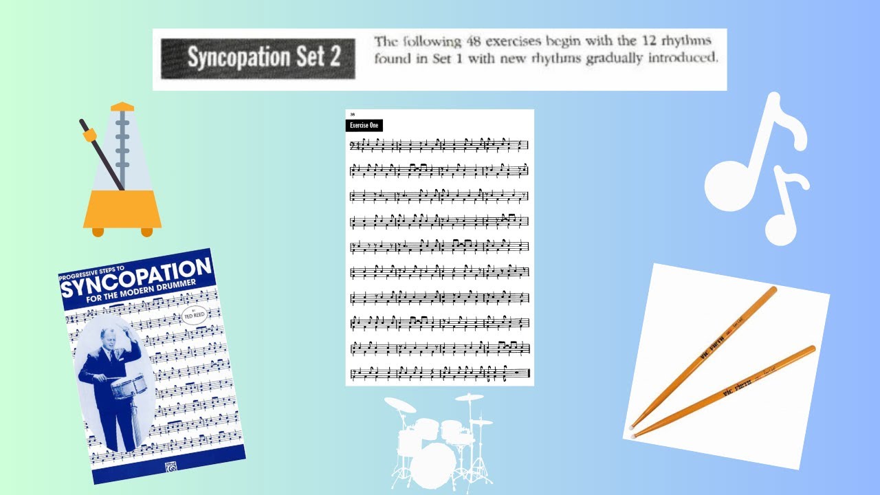 Syncopation by Reed (Syncopation Set 2, Page 38, Exercise 1) - Practice with Me! #drums #drummer