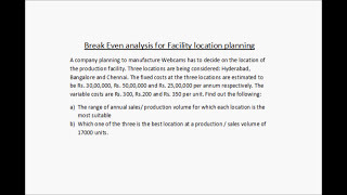 Facility location planning - Operations management - Examples