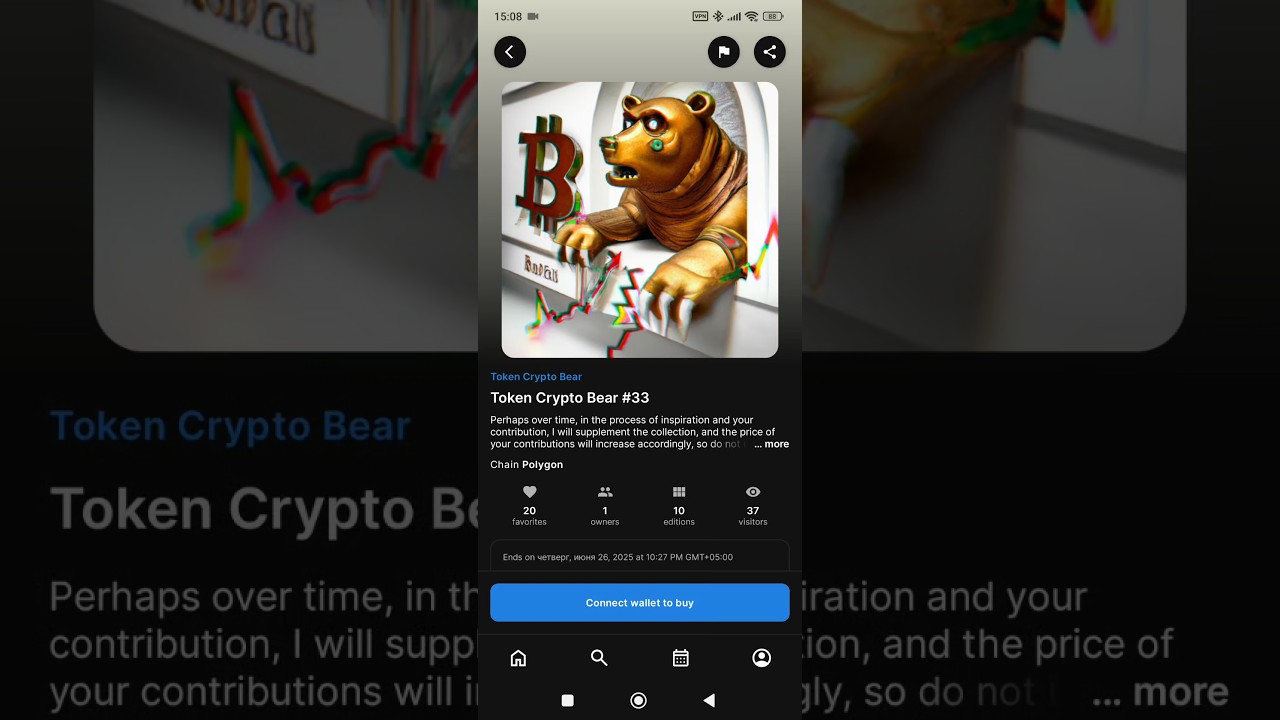 Token Crypto Bear #33. NFT Collection . #nft #opensea #bitcoin #bear #art #ethereum #nftart #shorts