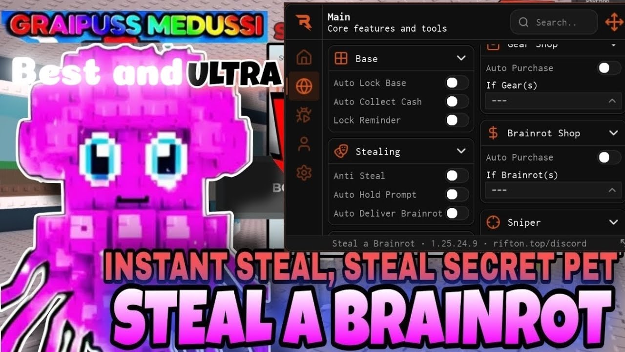 RIFT HUB V100! | Steal a brainrot instant stealer Pet finder | 2025 Keyless 🔐