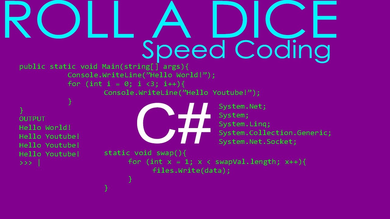 Simple Roll A Dice Console Program | Speed Coding [C#]