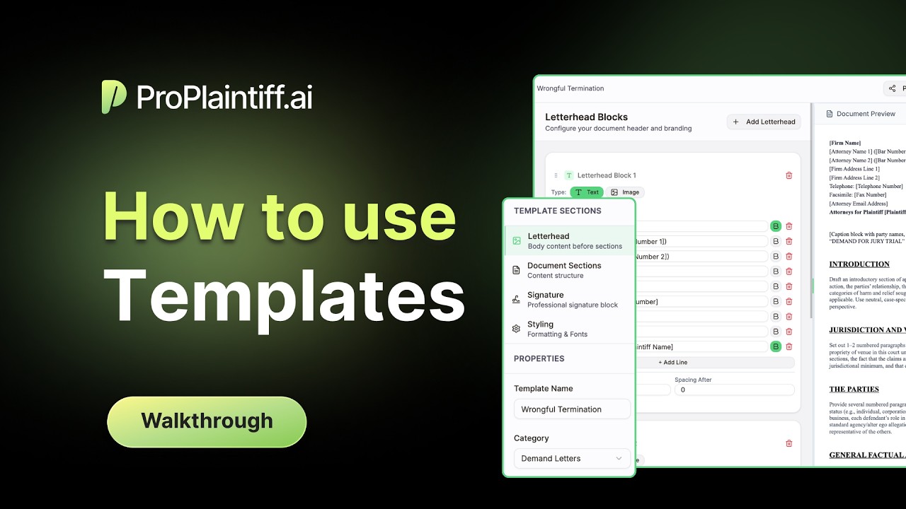 How to use Templates for Demand Letters & Medical Chronologies | ProPlaintiff.ai