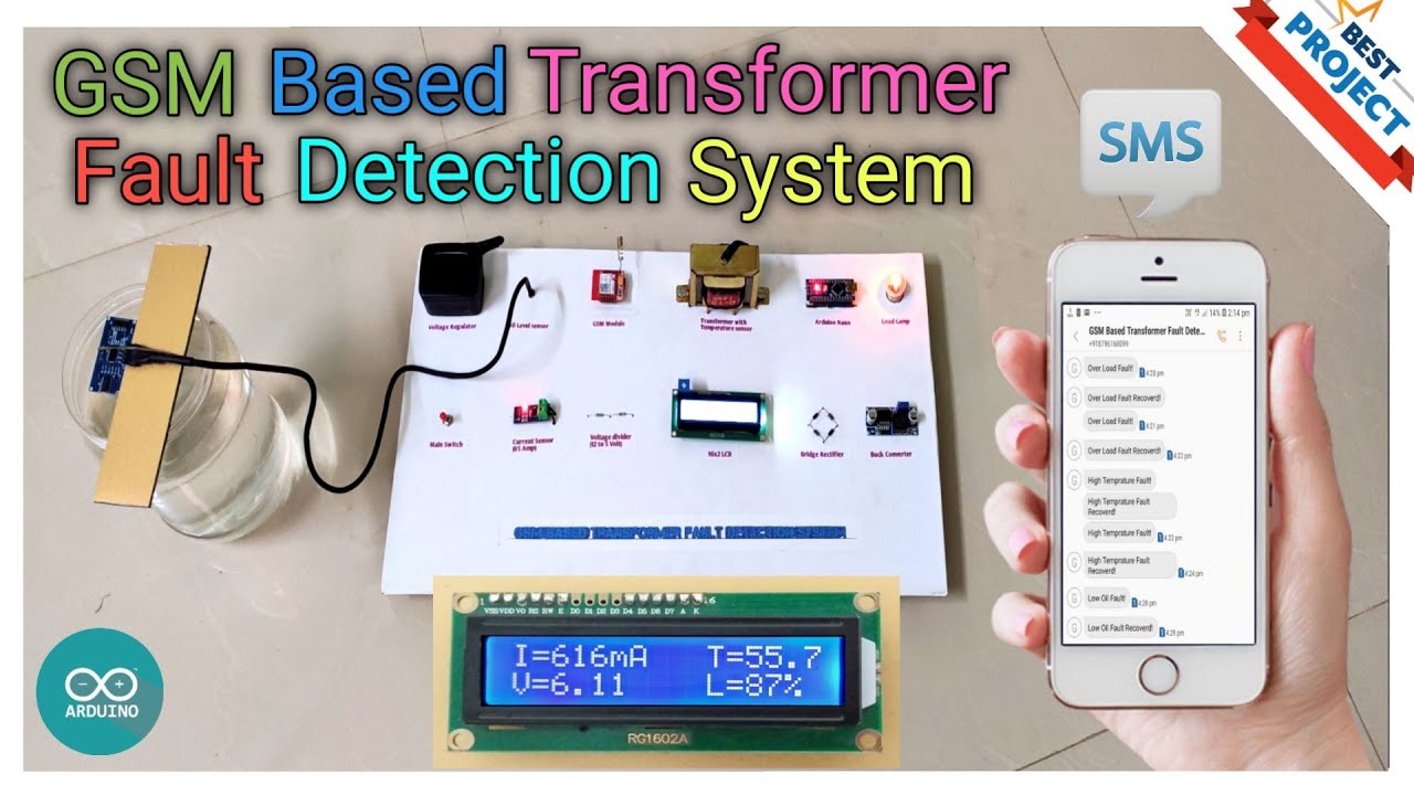 21. GSM Based Transformer Fault Detection System | Current | Voltage | Oil Level | Temperature | SMS