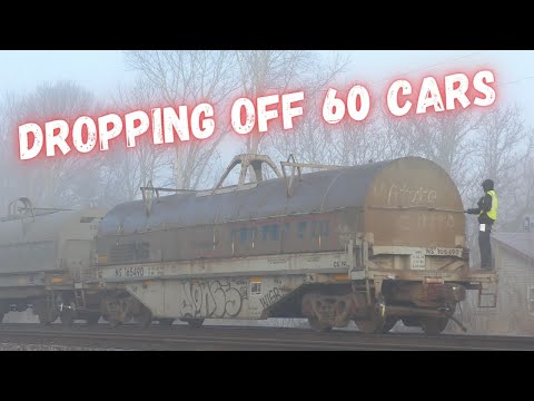 "7016 Canadian Pacific" on a Super long train drops off 60 cars in yard before heading out