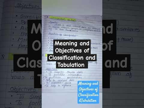 Meaning and Objectives of Classification and Tabulation #statistics #education #english #trending