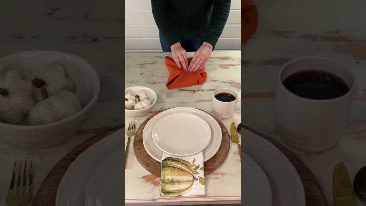 Easy Pumpkin Napkin Fold for Thanksgiving