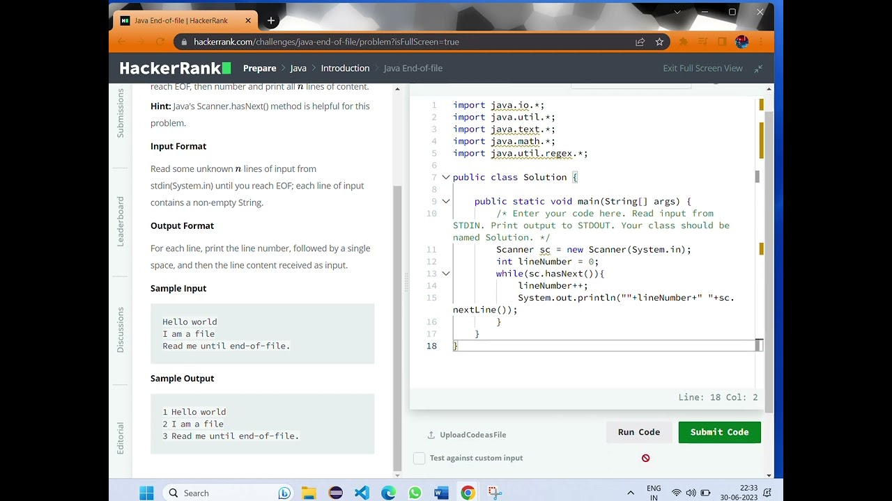 Java End-Of-File | Hackerrank Java Solutions #11