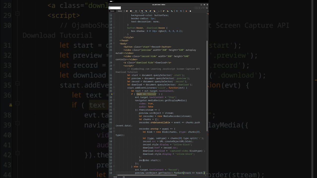 Screen Capture API Download In JavaScript