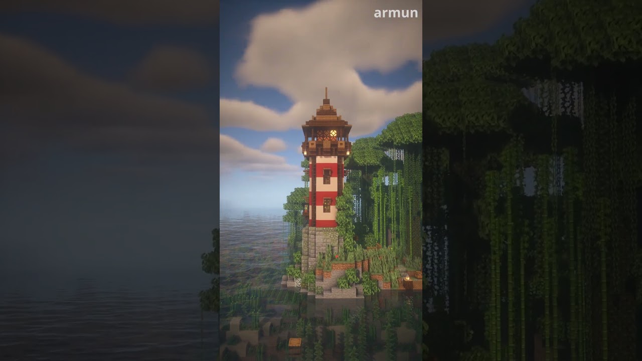 Minecraft Lighthouse  with rotating Light #minecraft #minecraftbuilds #minecrafttutorials