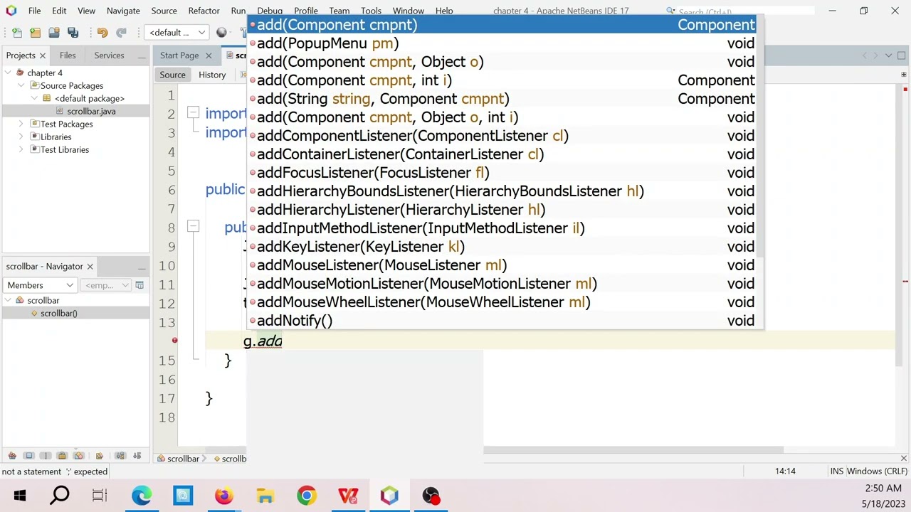 Java Swing: JScrollBar & AdjustmentListener
