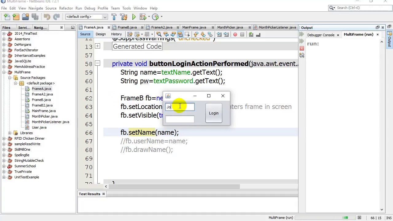 Java JFrames Send Data between JFrame 01