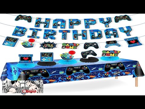 Video Game Birthday Party Decorations Blue Video Game Theme Happy Birthday Bunting Review
