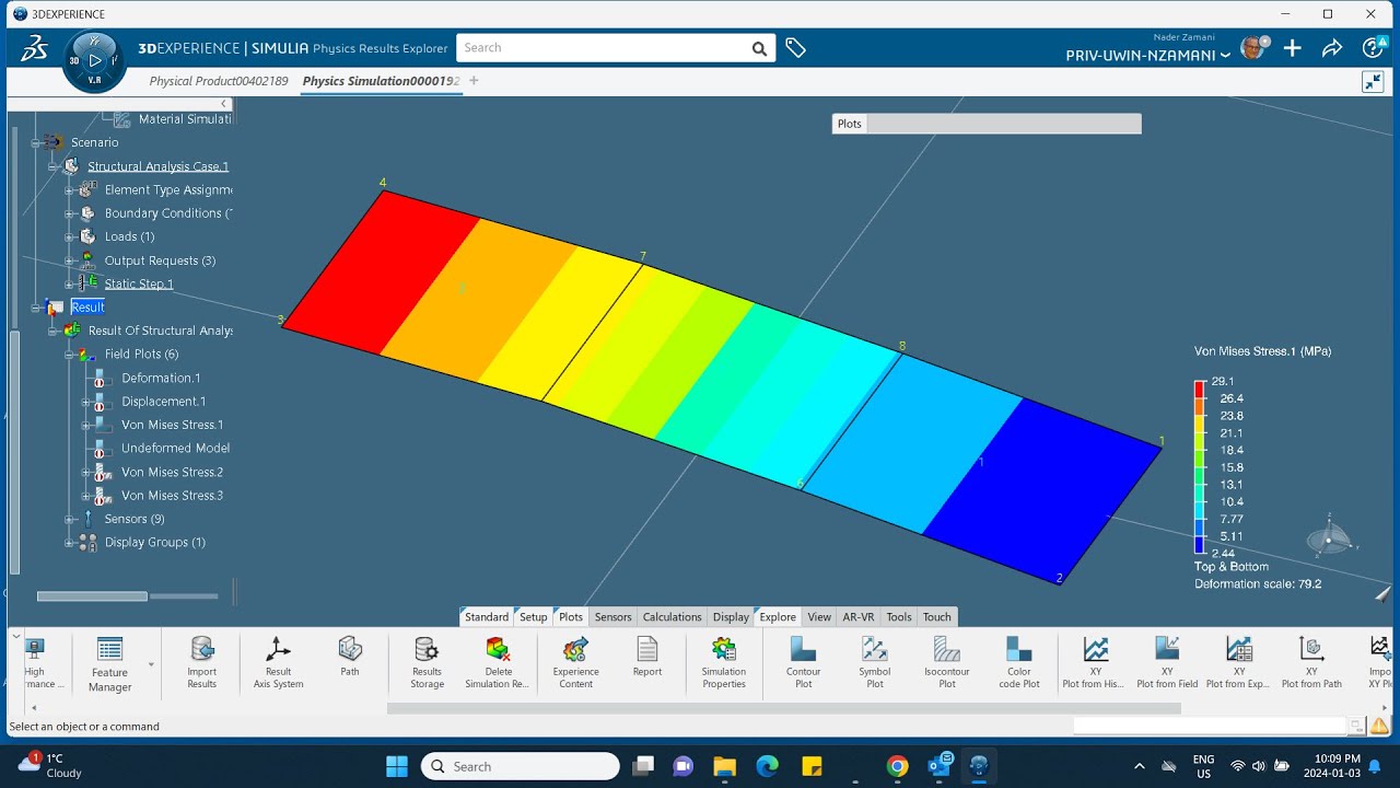 Tutorial 10, Displaying Node and Element Numbers in the Preprocessing Stage 3DEXPERIENCE R2024