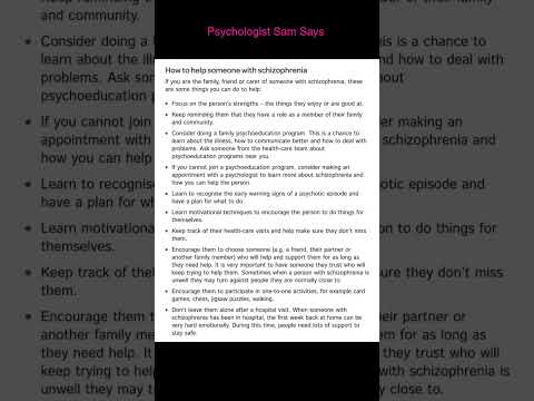 Psychologist Sam Says | Help People with Schizophrenia