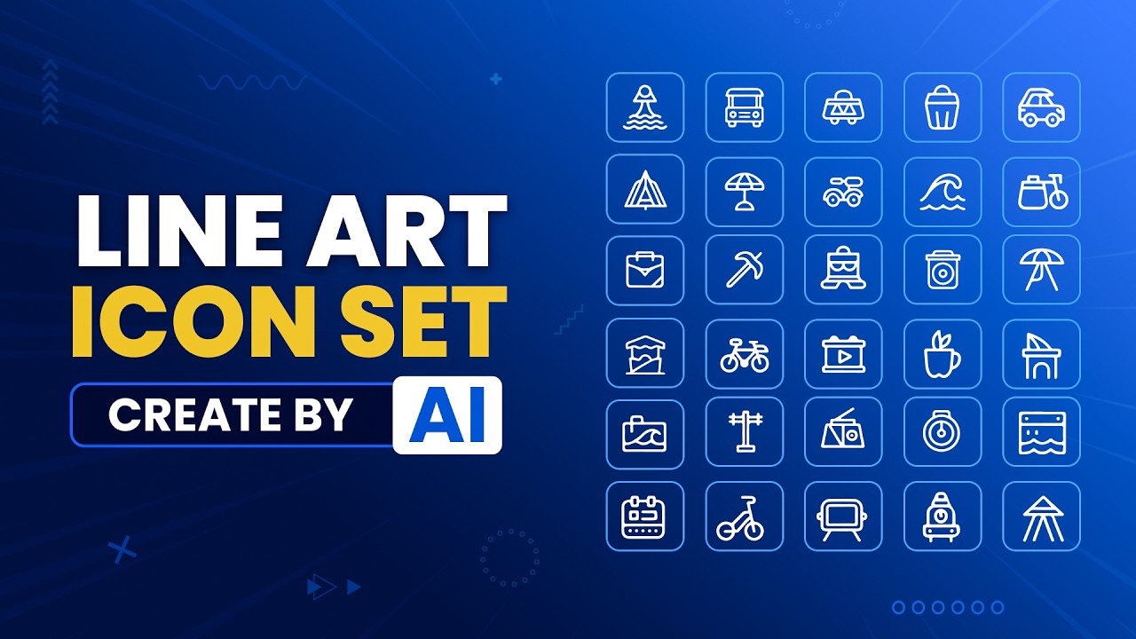 Design Line Art Icons Fast With This AI Technique - The Complete Line Art Icon Set Process Using AI