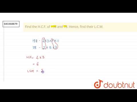 Find the L.C.M. of 198 and 78. | 6 | FACTORS AND MULTIPLES | MATHS | ICSE | Doubtnut