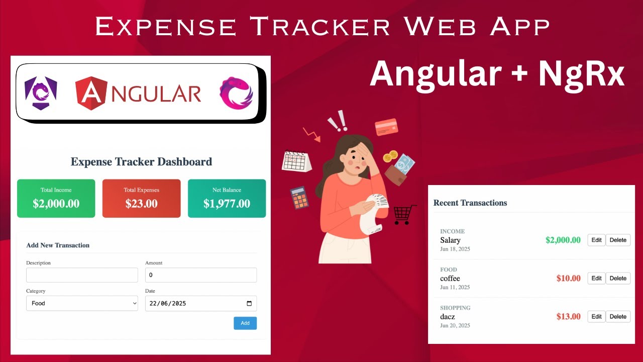 Build Angular Expense Tracker App using NgRx & RxJs || Angular Full Stack Project