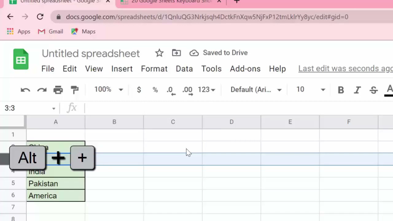 Short cut key to insert row above and below in Google sheet@COMPUTEREXCELSOLUTION