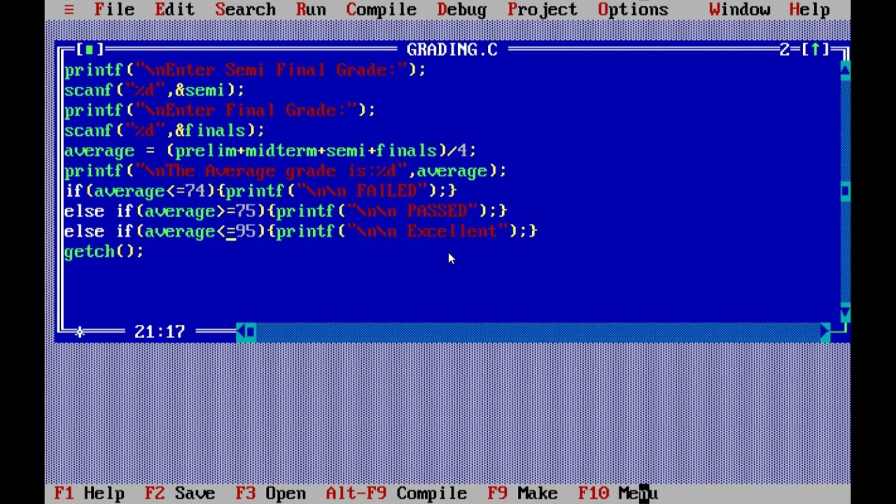 Midterm Fundamentals of Programming (Turbo C)