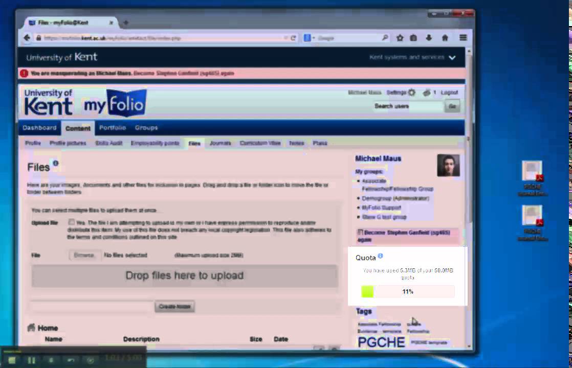 PGCHE MyFolio Screencast 3   Uploading files