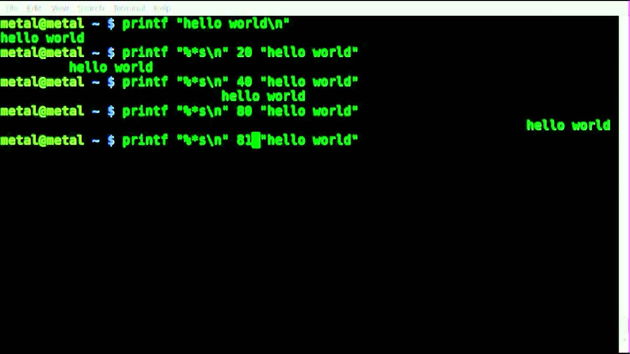 Right Justify Text in BASH - printf - Linux