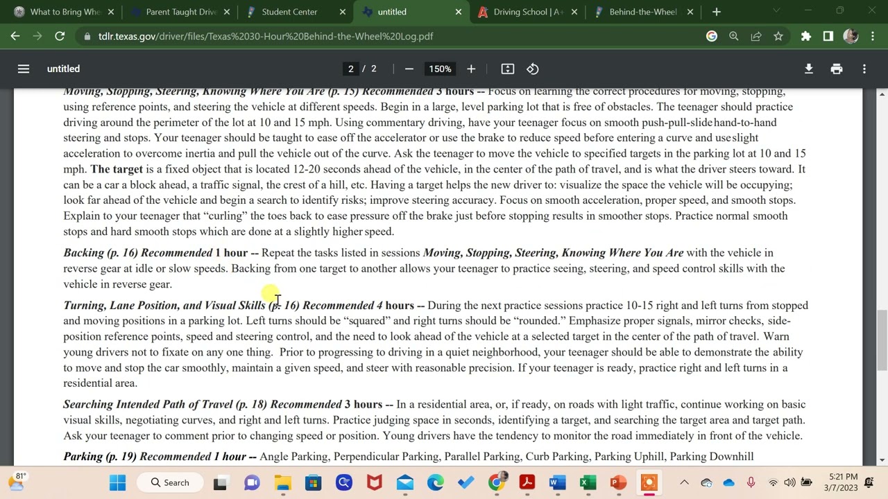 30 hour driving log Texas| A+ Driving Academy