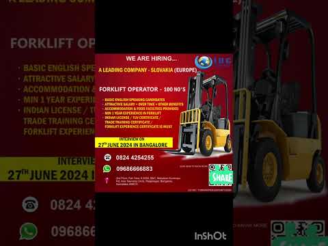 Wanted for Slovakia, Europe - Forklift Operator #job2024 #job #jobsforfreahers #europejobs