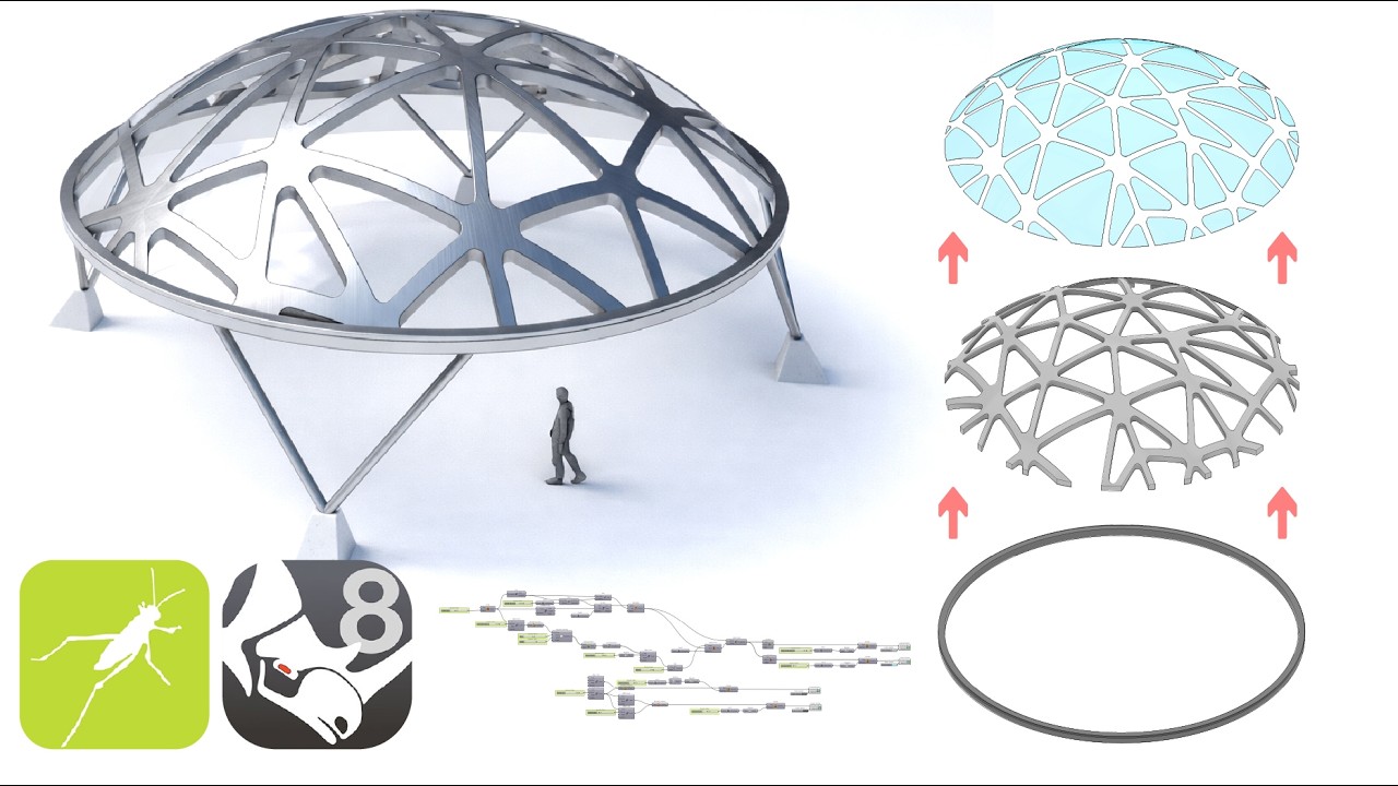 Randomly Triangulated Dome Pavilion Grasshopper for Rhino Parametric Script and Full Length Tutorial