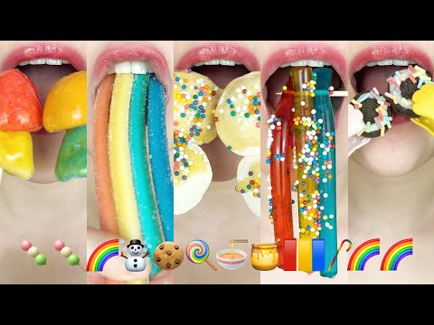 asmr RAINBOW (EMOJI FOOD) 무지개 이모지 먹방 eating sounds