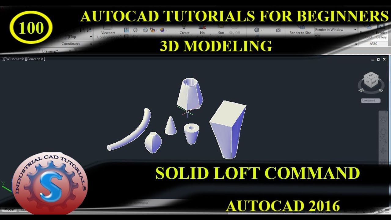 SOLID LOFT COMMAND 3D MODELING || BASIC TUTORIALS FOR BEGINNERS || AUTO CAD 2016