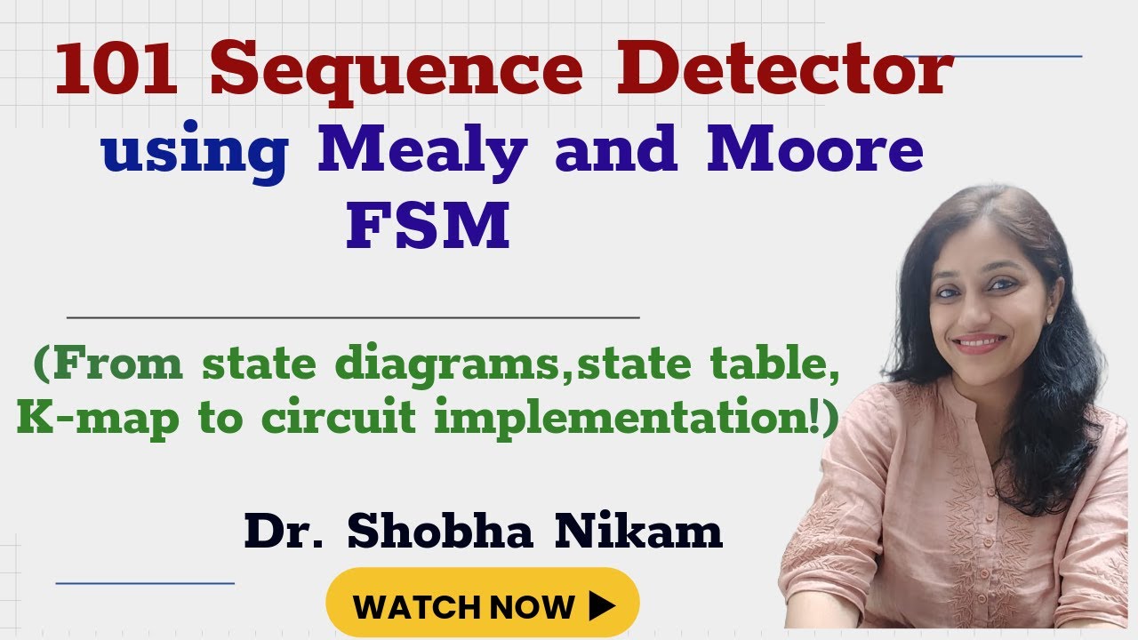 101 Sequence Detector | Mealy Moore FSM | State Diagram, State table, K map, Hardware using JK FFs