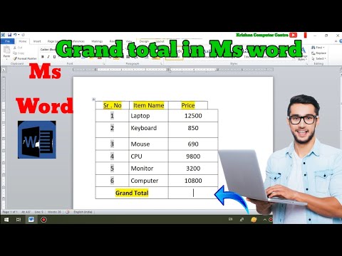 How to Grand total in Ms Word 🔥🔥 #msword#grandtotal#krishnacomoutercentre