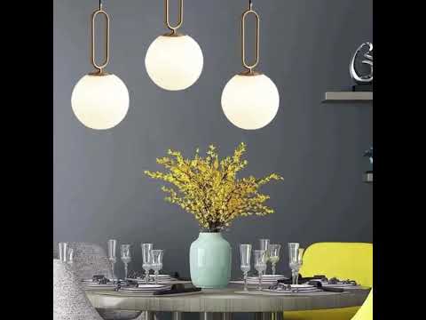 Nordic LED Glass Ball Brass Pendant Lights Modern Restaurant Living Room Bedroom Home Indoor Hanging