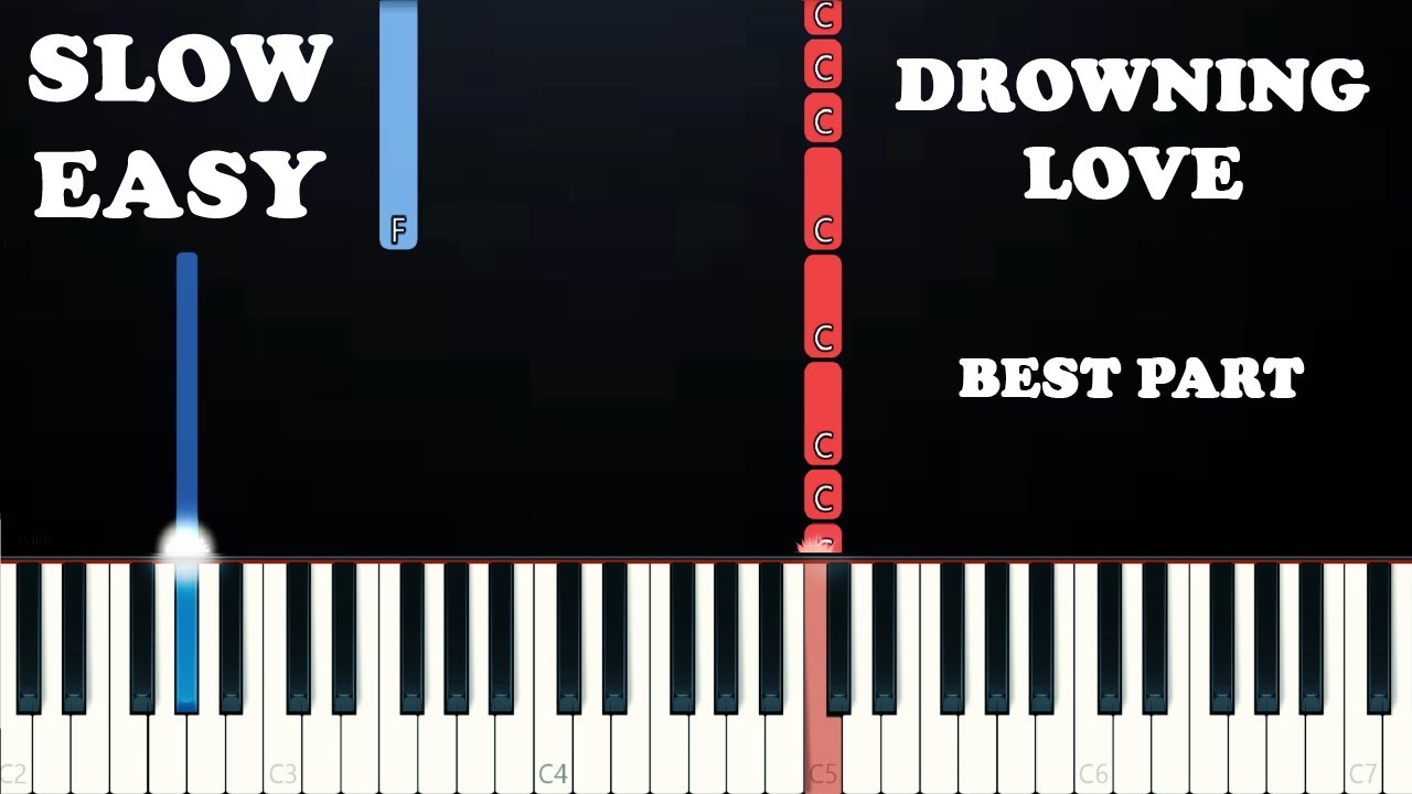 Chasing Kou - Drowning Love - best part (SLOW EASY PIANO TUTORIAL)