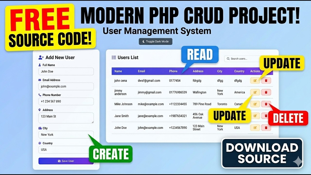 PHP CRUD Tutorial: Build a User Management System (Free Source Code) [2026]