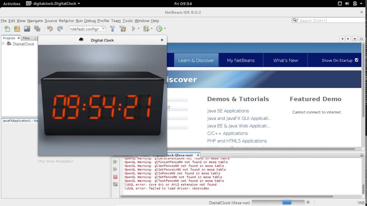 JavaFX Digital Clock example of Netbeans IDE