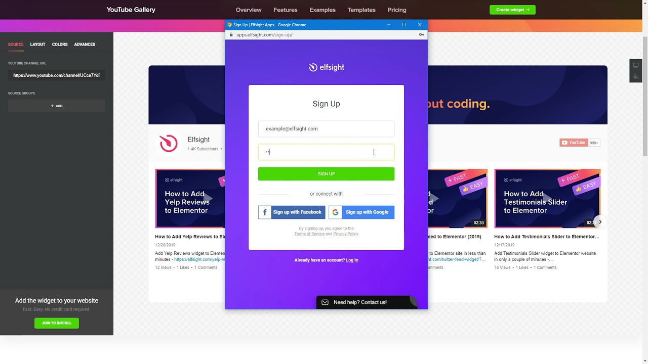 Embed a YouTube gallery on your website with the Elfsight widget