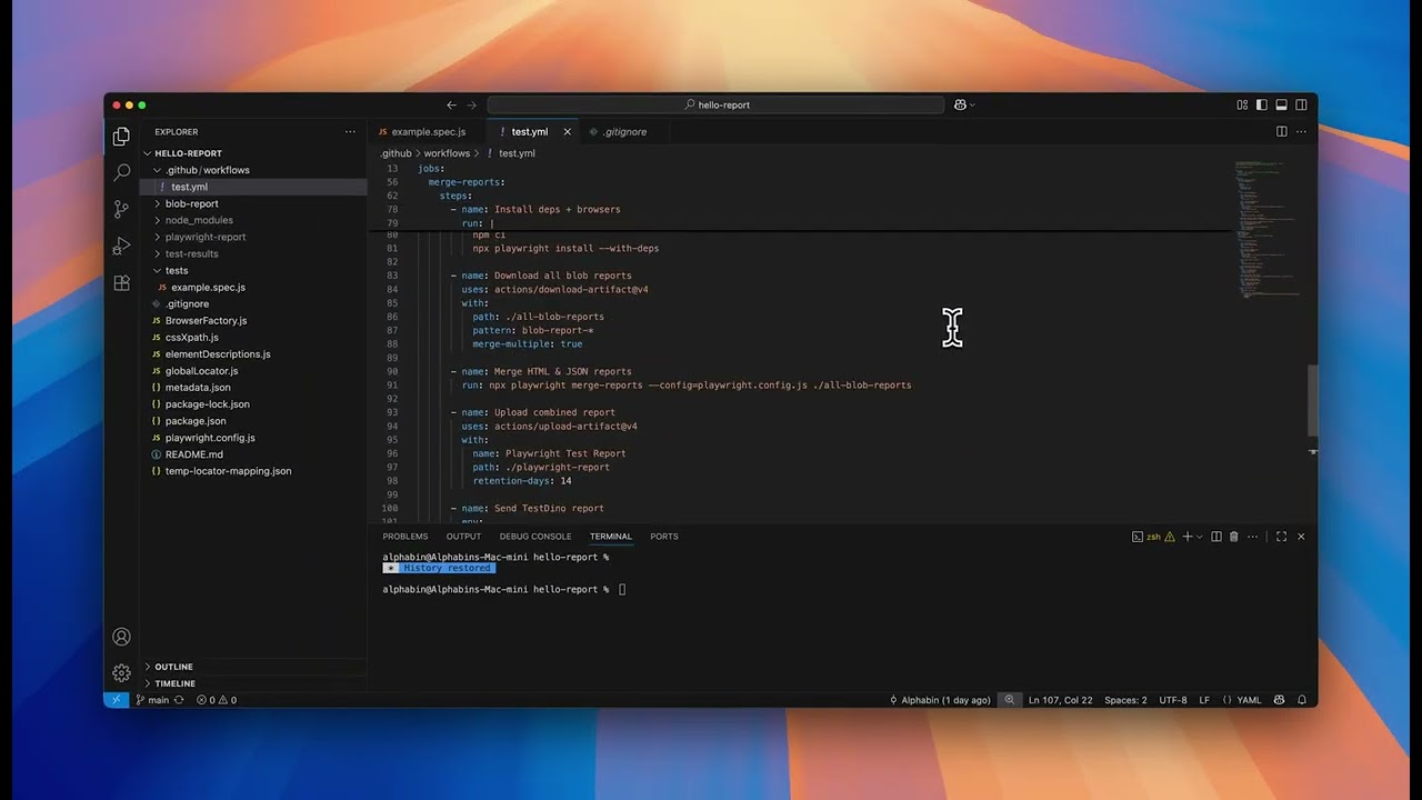 Step-by-Step: Playwright Hello-Report Tutorial + GitHub Actions + TestDino