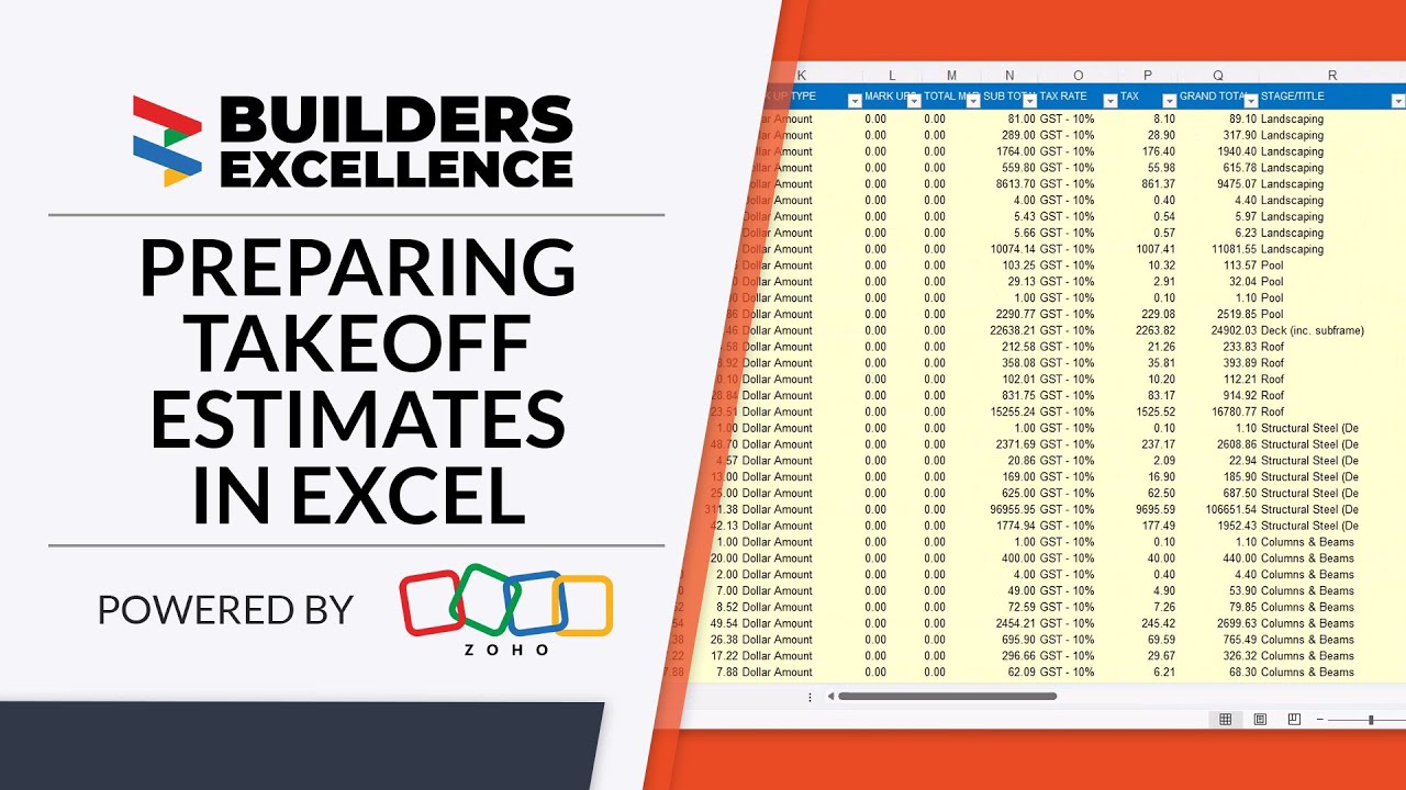Preparing Takeoff Estimates in Excel