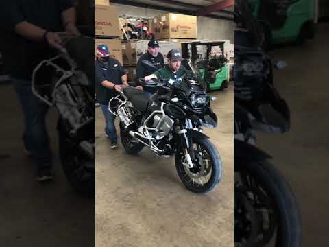 Rich & Jason loading a 2021 BMW R1250 GS Triple Black on a trailer