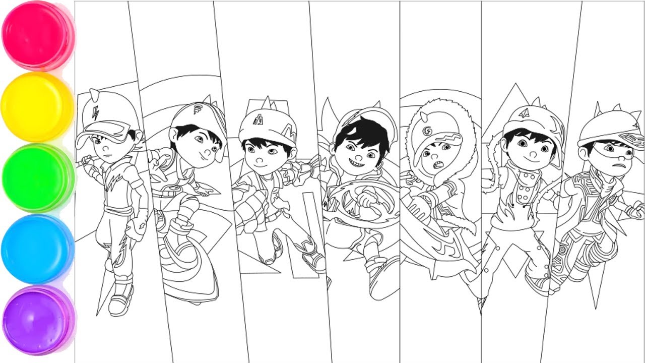 Menggambar dan Mewarnai BoBoiBoy All Elemental Tahap 2 | How to Draw BoBoiBoy