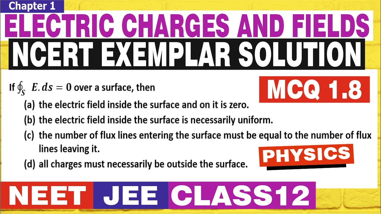 🔥 NCERT Exemplar Class 12 Physics Chapter 1 MCQ 1.8 Solution | Electric Charges and Fields